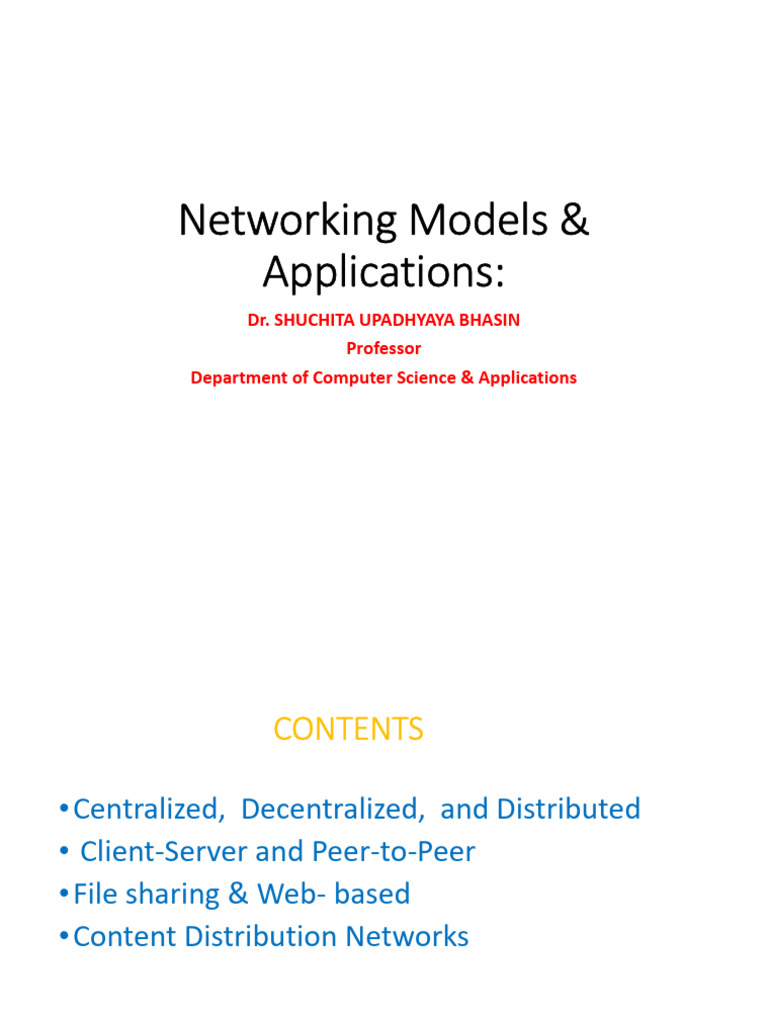 Notes_1052_UNIT-I - Lesson 4- Network Models | PDF | Peer To Peer ...