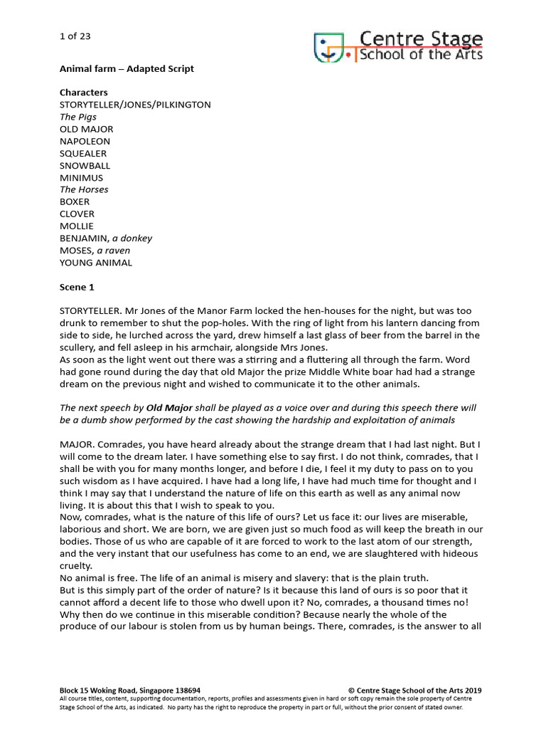 Animal Farm Adapted Script 2019 | PDF | Livestock | Farms
