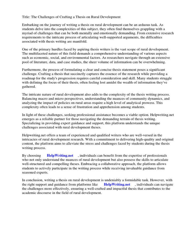 Thesis Rural Development | PDF | Sustainability | Agriculture