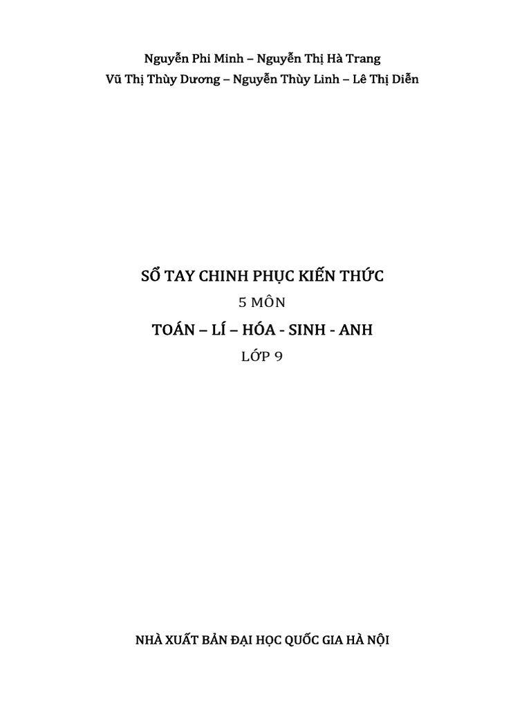 Toán Lý Hóa Anh Sinh L P 9 | PDF