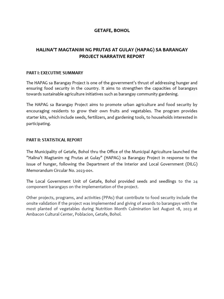 Getafe_HAPAG Narrative Report | PDF