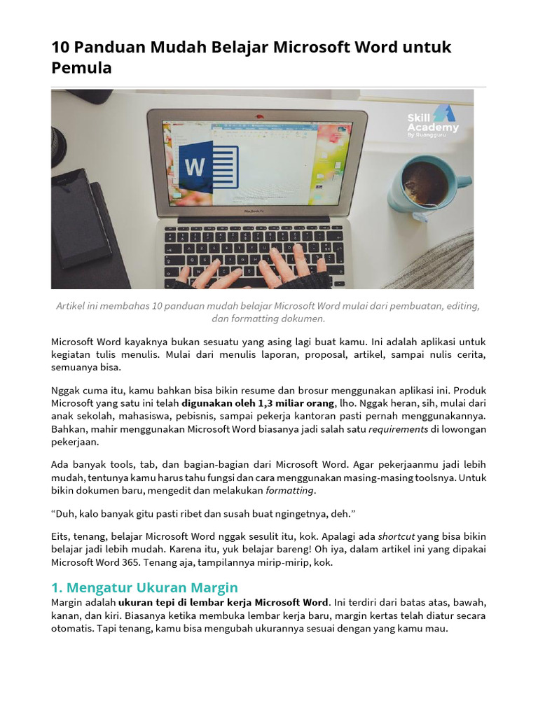 10 Panduan Mudah Belajar Microsoft Word Untuk Pemula | PDF