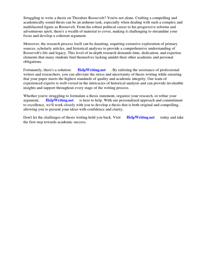 Theodore Roosevelt Essay Thesis | PDF | Theodore Roosevelt | Franklin D. Roosevelt