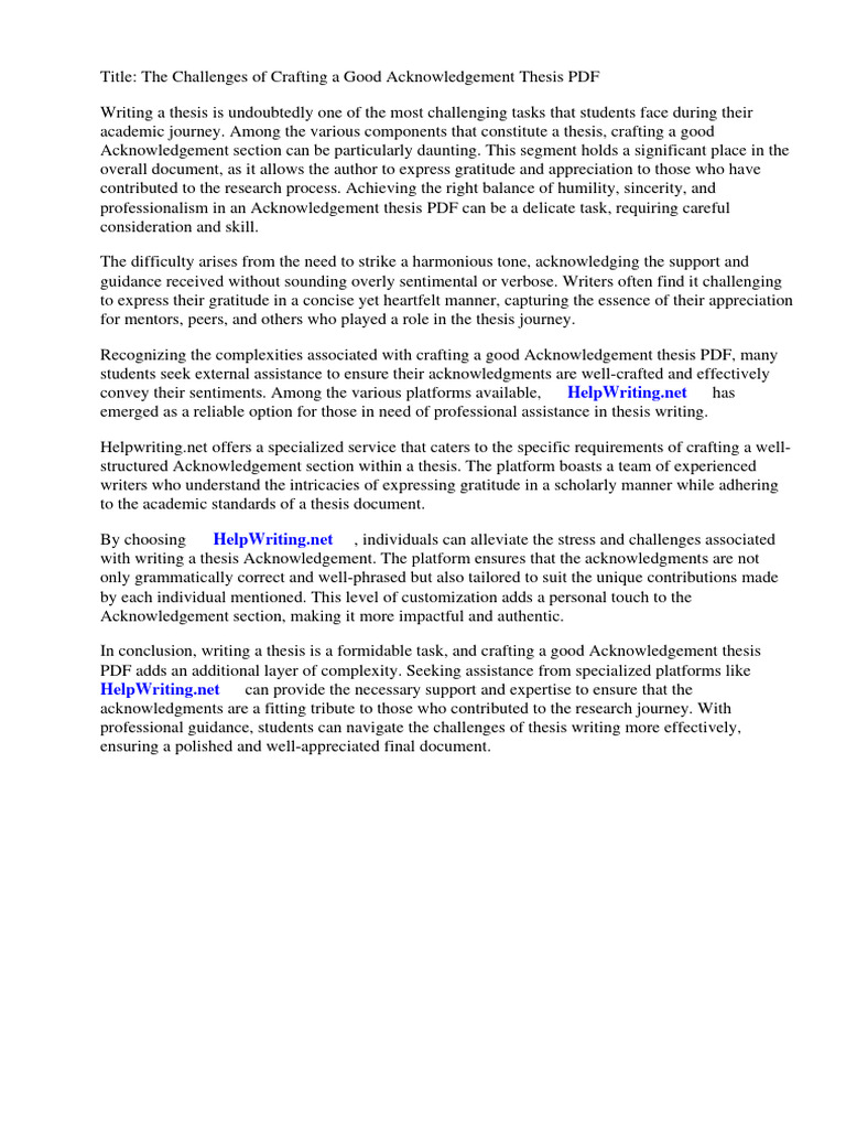 Good Acknowledgement Thesis PDF | PDF | Adhesive | Polymers