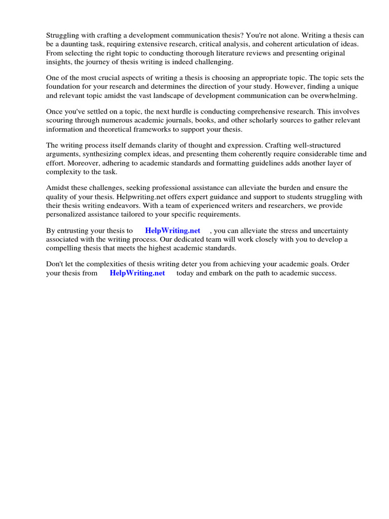 Development Communication Thesis Titles | PDF | Thesis | Essays