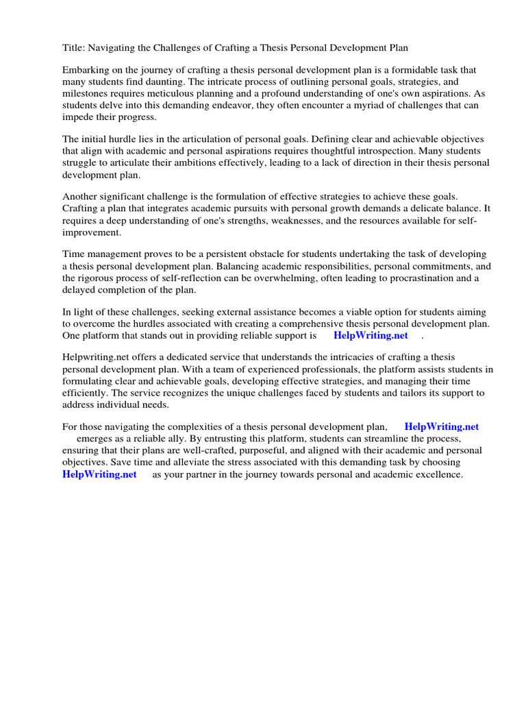 Thesis Personal Development Plan | PDF | Goal | Leadership