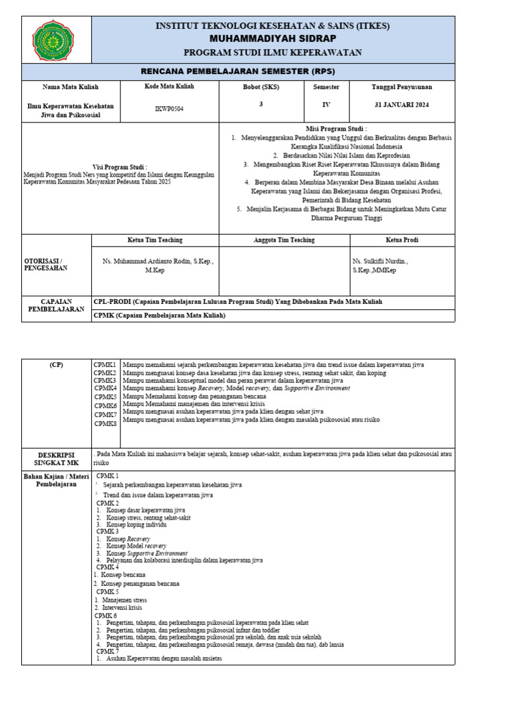 RPS Kep Jiwa 1 | PDF