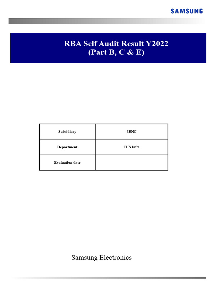 (EN-VN) RBA Self Audit Checklist - Y2022 | PDF | Personal Protective ...