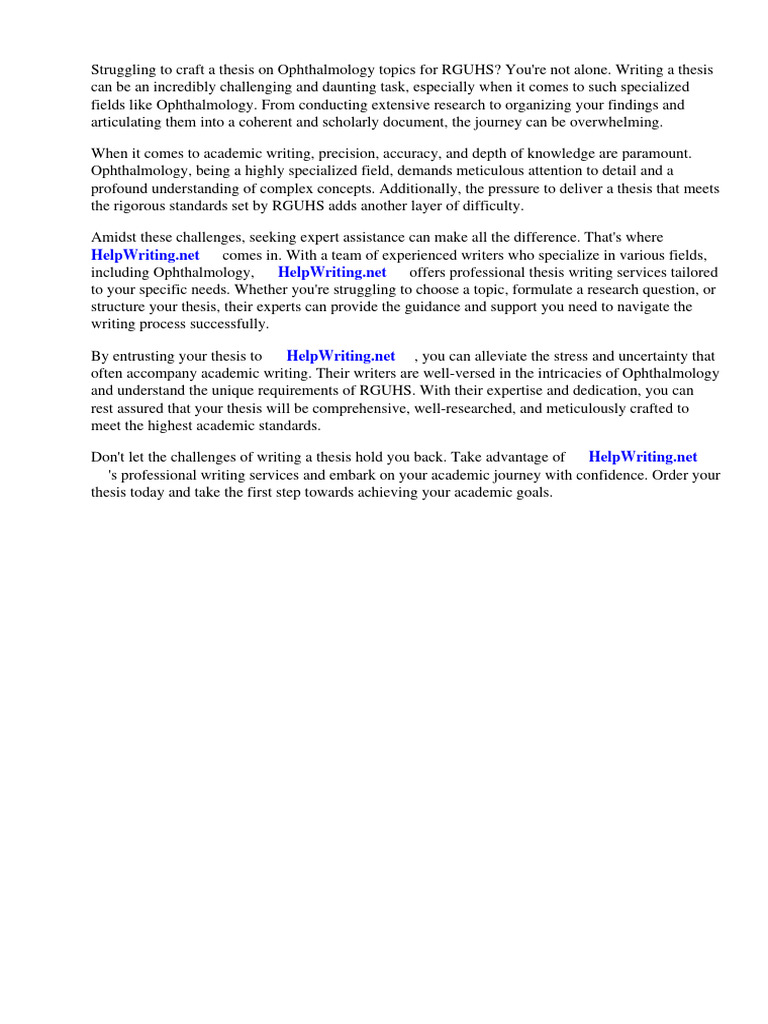 Thesis Topics Ophthalmology Rguhs | Download Free PDF | Medicine | Public Health