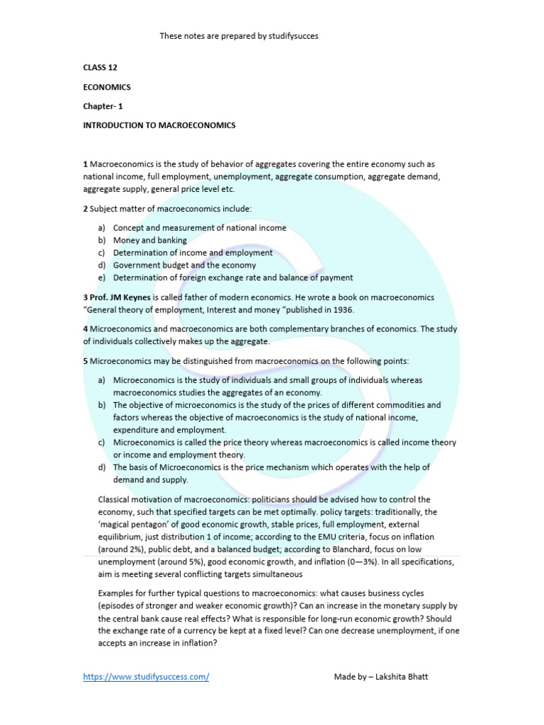 Class 12 ch-1 Inroduction To Macroeconomics | PDF | Macroeconomics ...