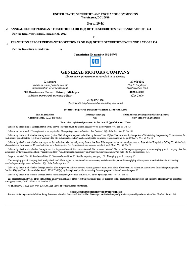 Nyse GM 202 | PDF | General Motors | Electric Vehicle