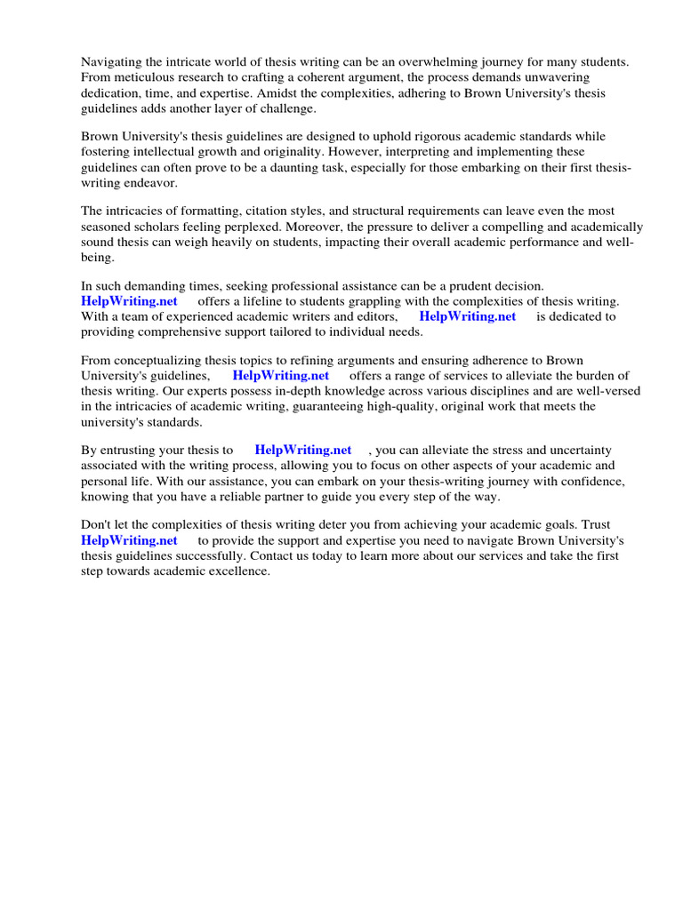 Brown University Thesis Guidelines | PDF | Thesis | Essays