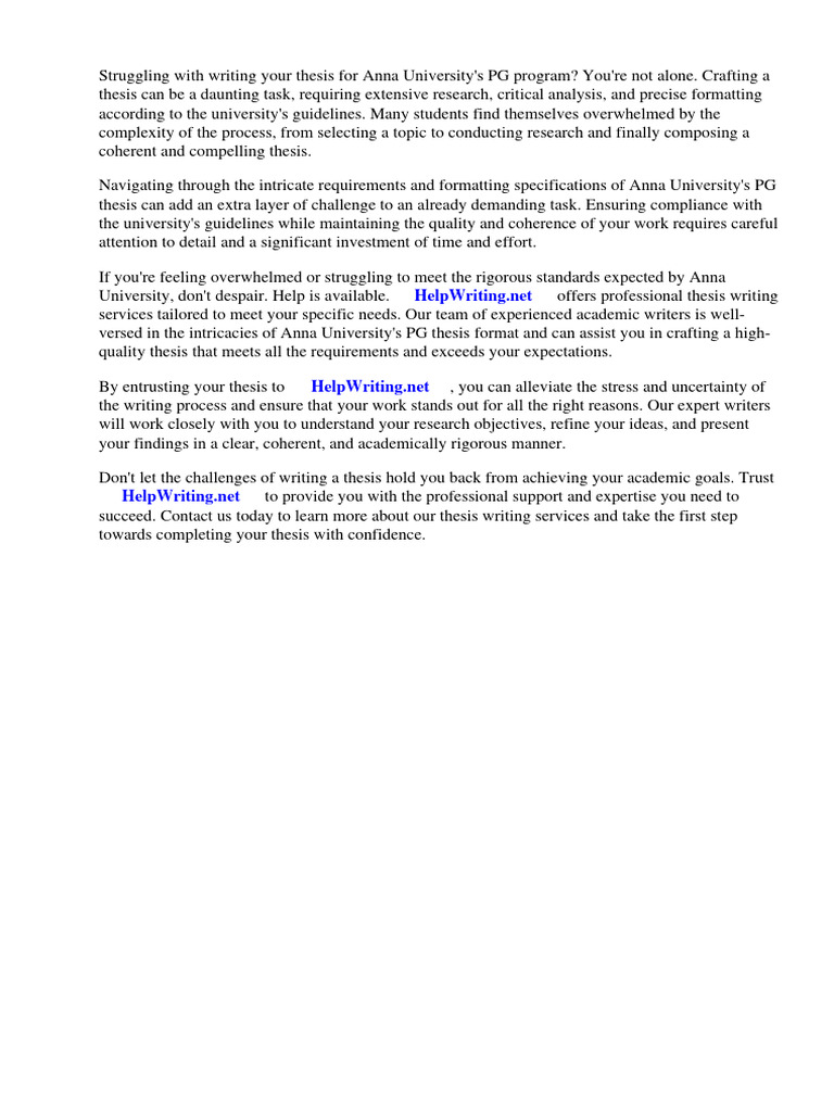 Anna University PG Thesis Format | PDF | Thesis | Paragraph