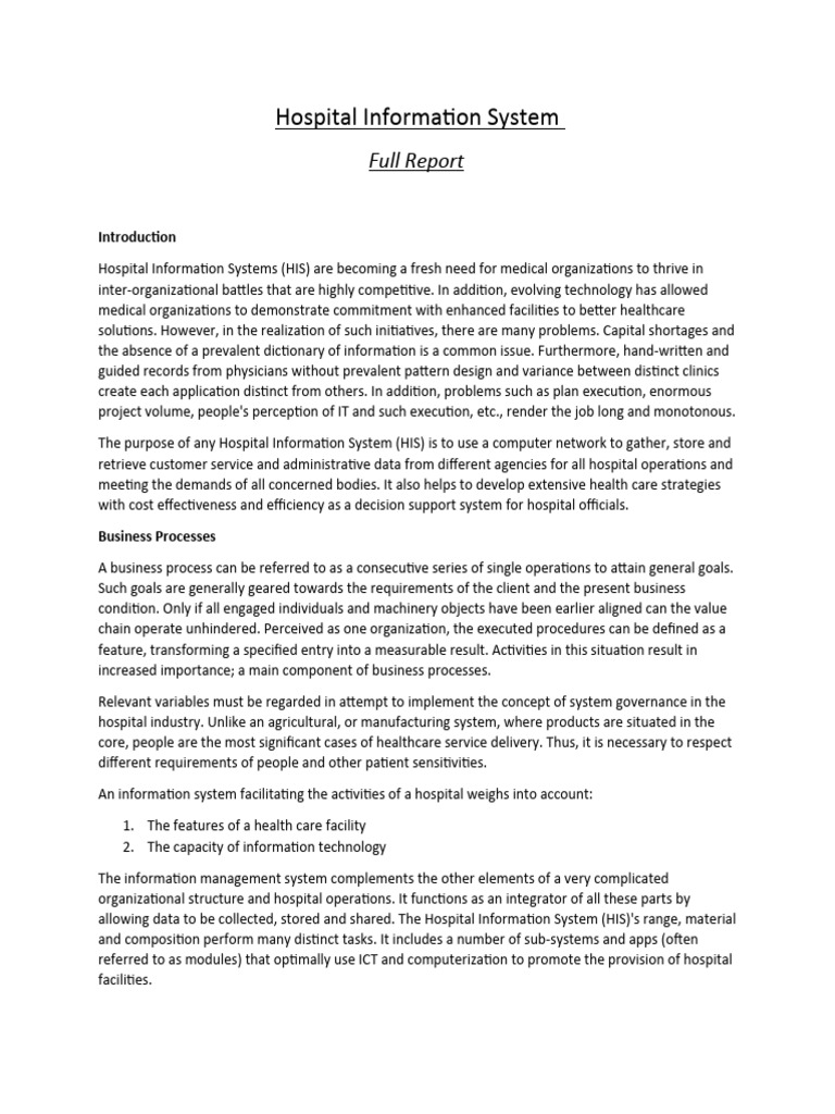 His 2 Pdf Health Care Information