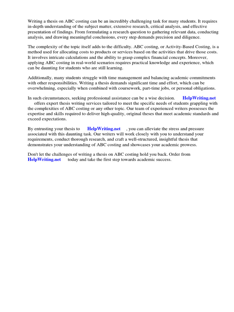 Thesis ABC Costing | PDF | Cost | Business