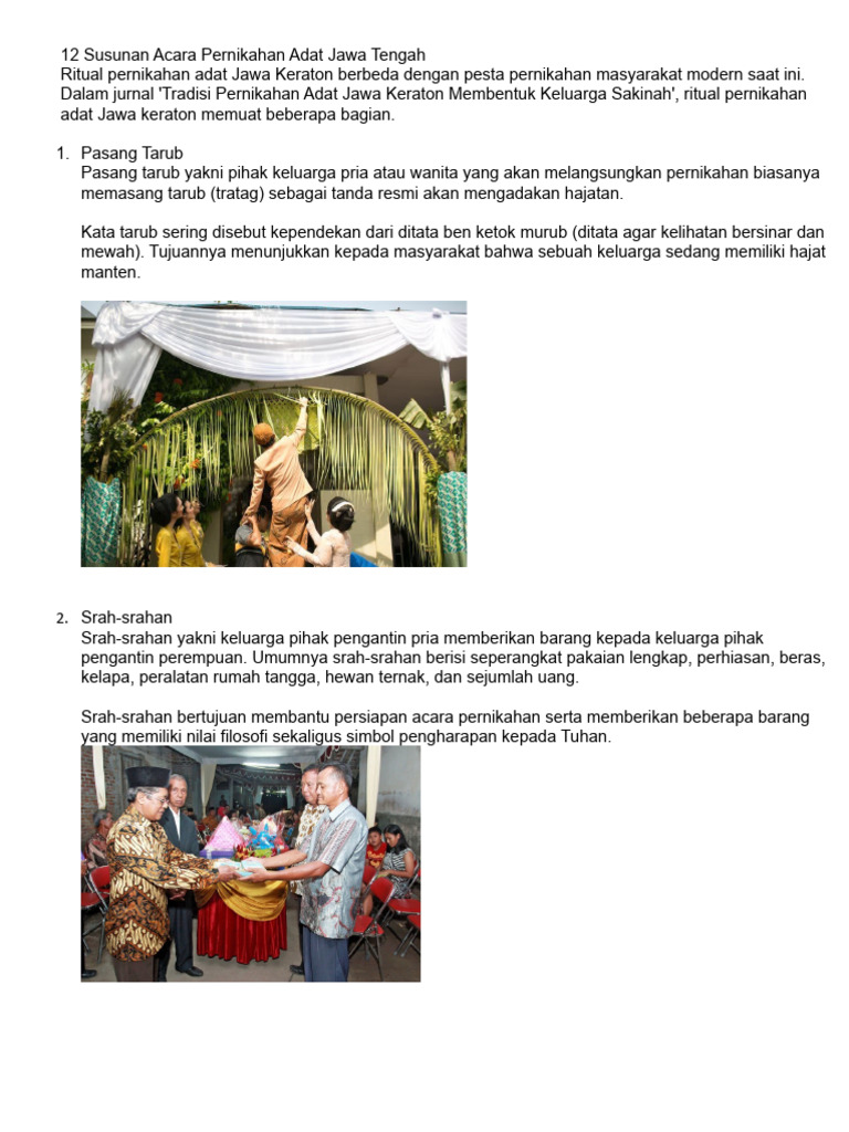 Susunan Acara Pernikahan Adat Jawa | PDF | Kesehatan Holistik | Agama ...