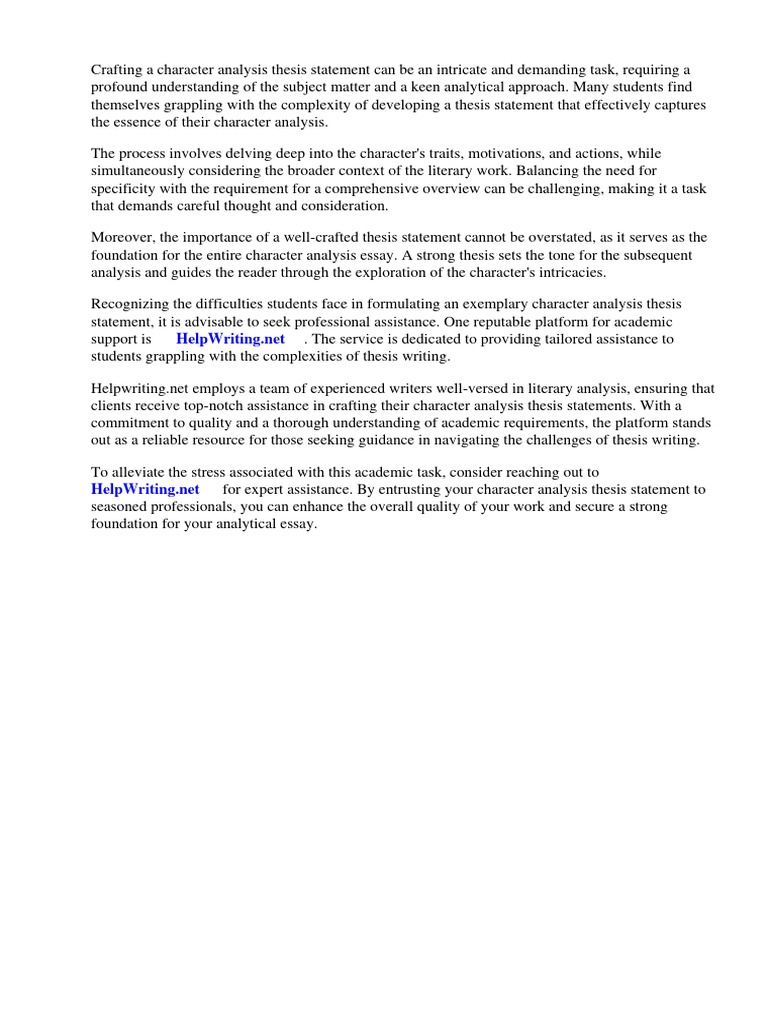 Example of a Character Analysis Thesis Statement | PDF | Essays | Rhetoric