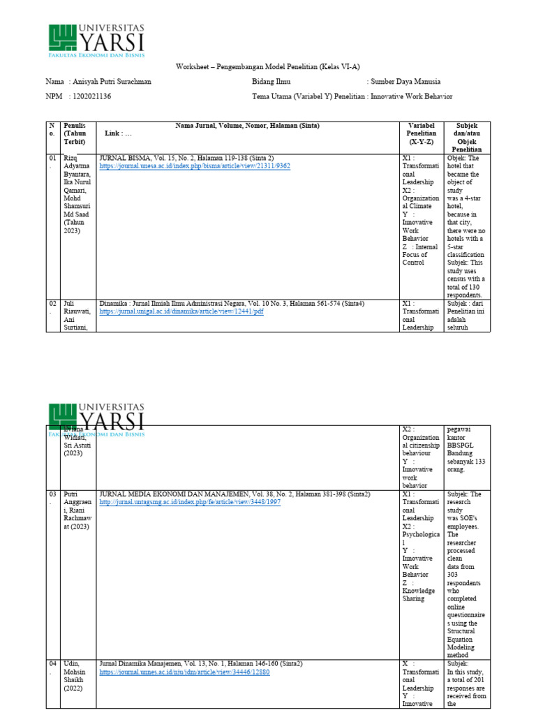 Worksheet on Research Model Development | PDF | Science | Psychological ...