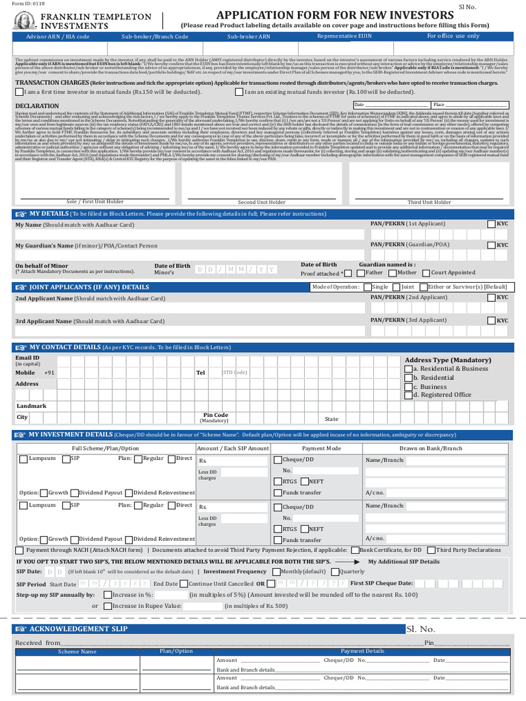 Application Form For New Investors | Download Free PDF | Cheque | Economies