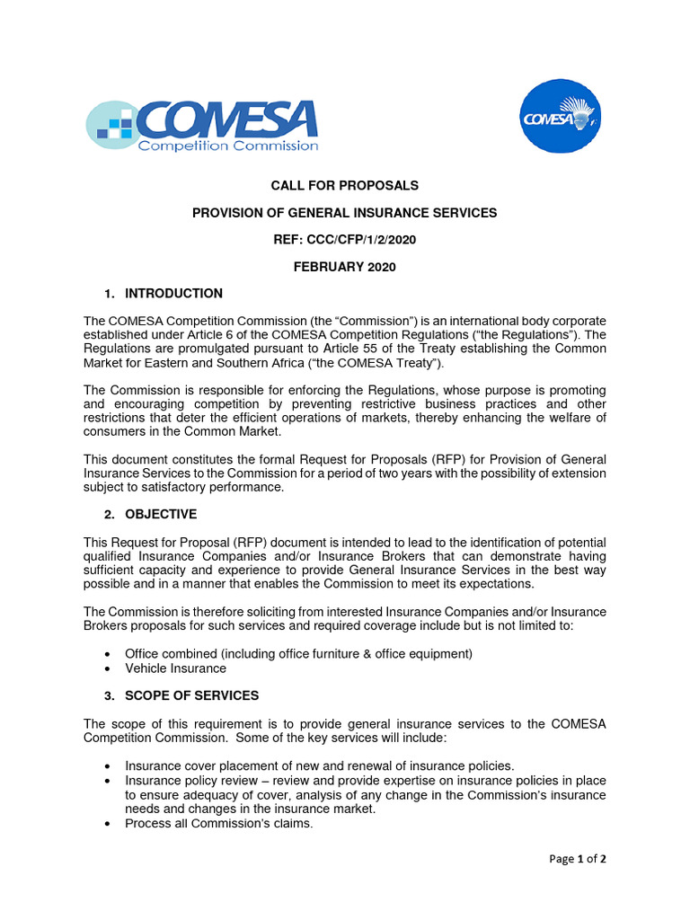 RFP for General Insurance Services | PDF | Insurance | Bankruptcy