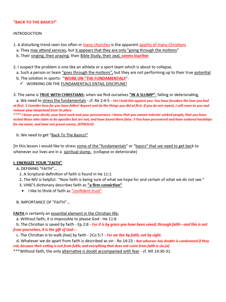 Back To The Basics | PDF | Faith | Hope
