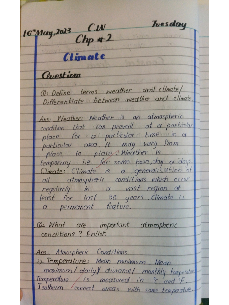 Geography CHP 2 (Handwritten) | PDF