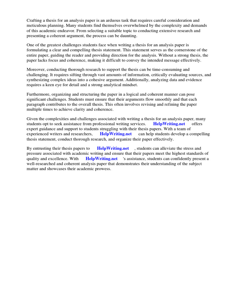 Analysis Paper Thesis Examples | Download Free PDF | Essays | Thesis