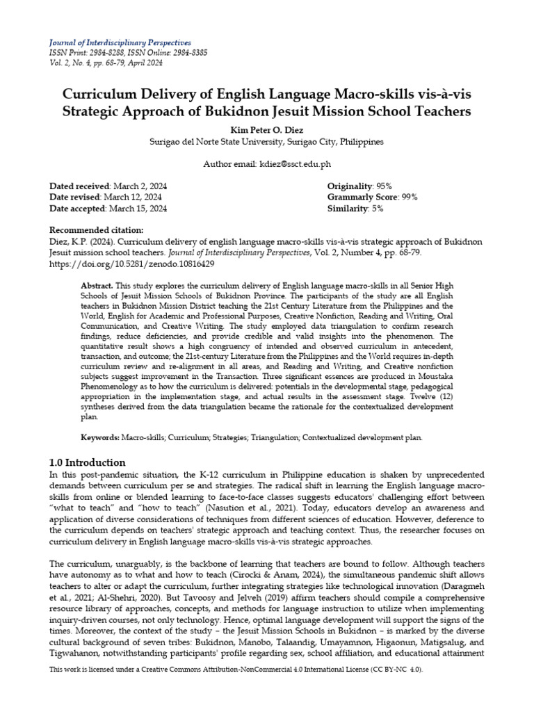 Curriculum Delivery of English Language Macro-Skills Vis-A-Vis ... Curriculum Delivery of English Language Macro-Skills Vis-A-Vis ...