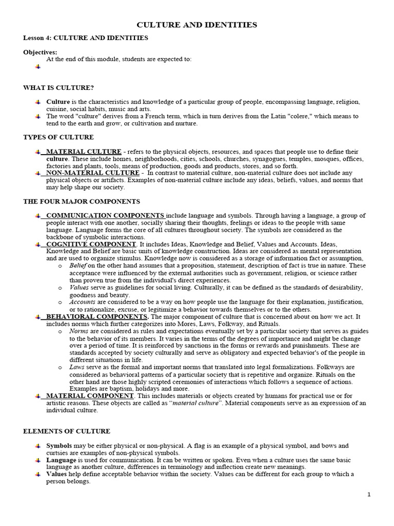 Lesson 4 Culture and Identities | PDF | Family | Knowledge