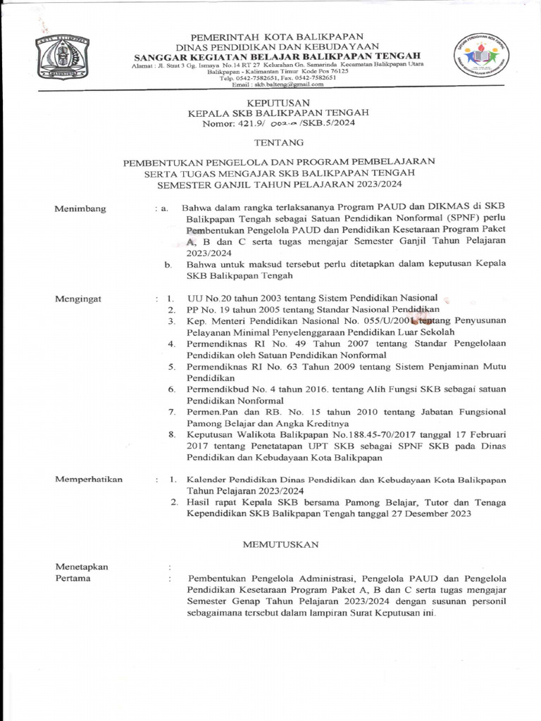 SK Mengajar 2024 | PDF