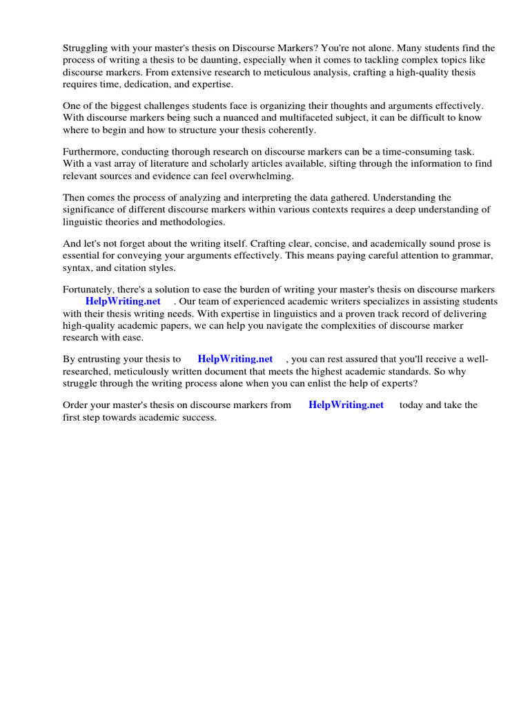 Discourse Markers Master Thesis | PDF | Expert | Linguistics