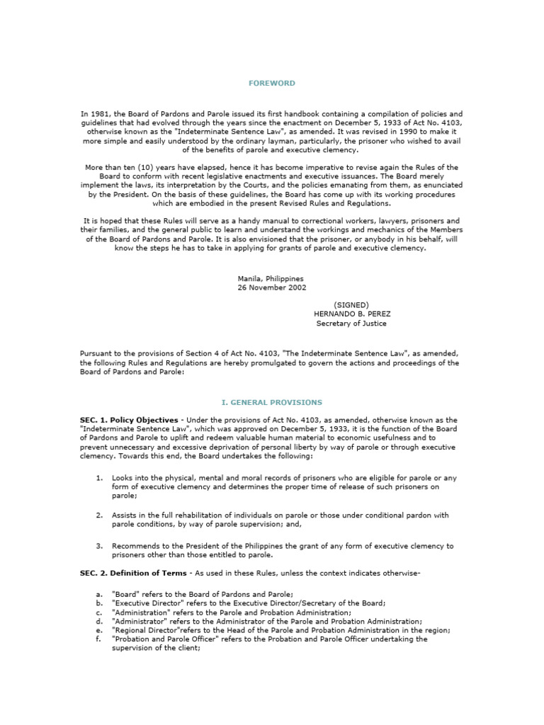 Revise Rule in Parole in Pardon | PDF | Pardon | Parole
