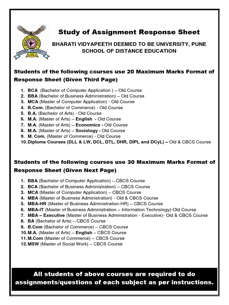 Format of Response Sheet | PDF | Understanding | Master's Degree