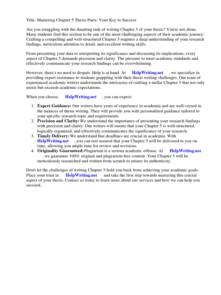 Chapter 5 Thesis Parts | PDF | Thesis | Quantitative Research