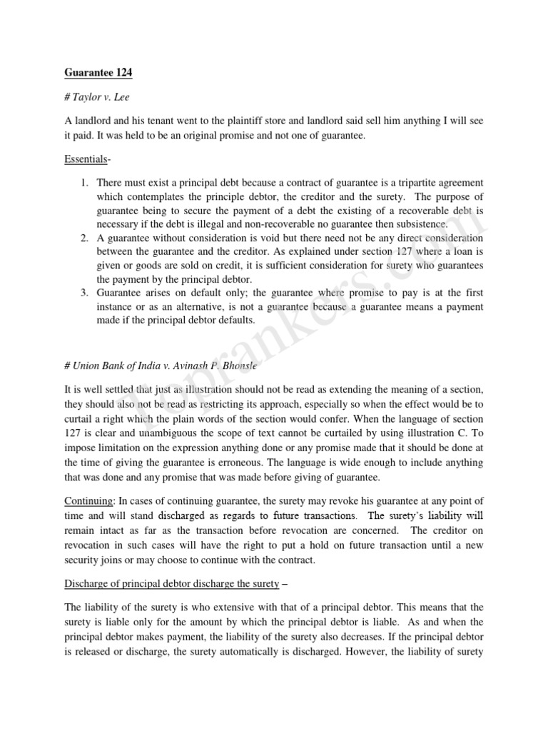 ICA Notes - Guarantee5216905 | PDF | Guarantee | Surety