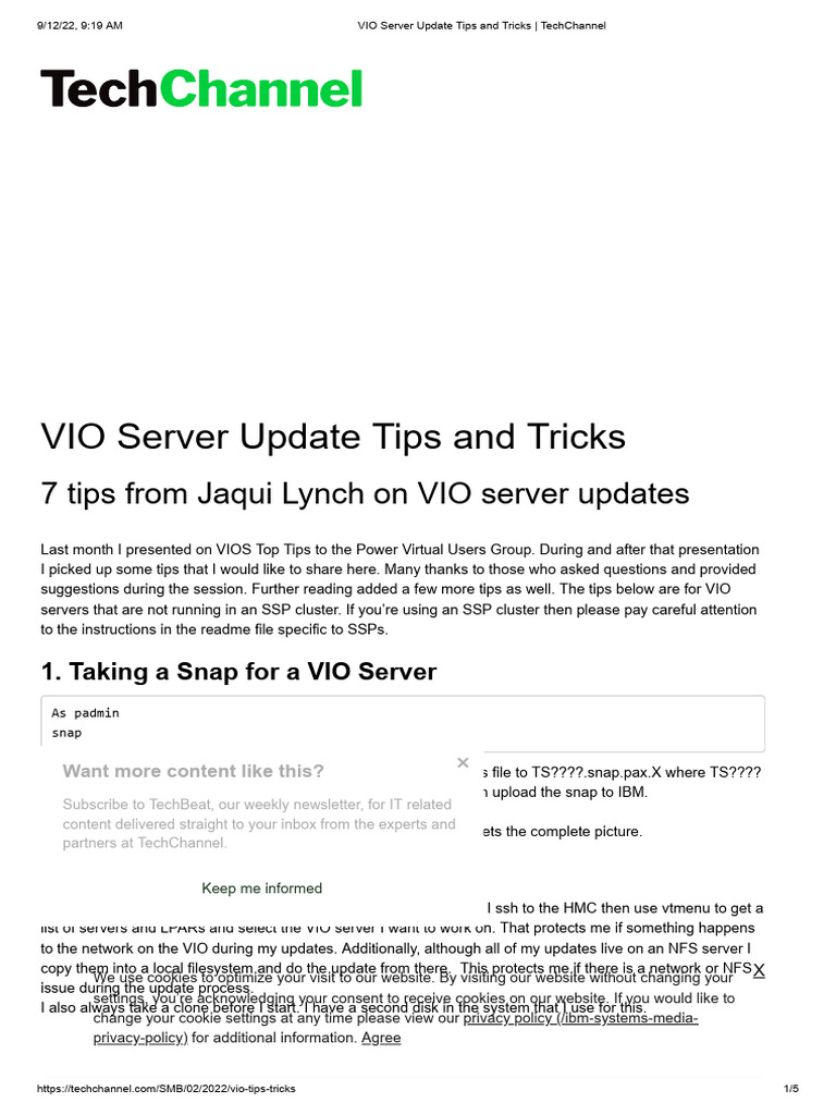 VIO Server Update Tips and Tricks - TechChannel | PDF | Websites | Http ...