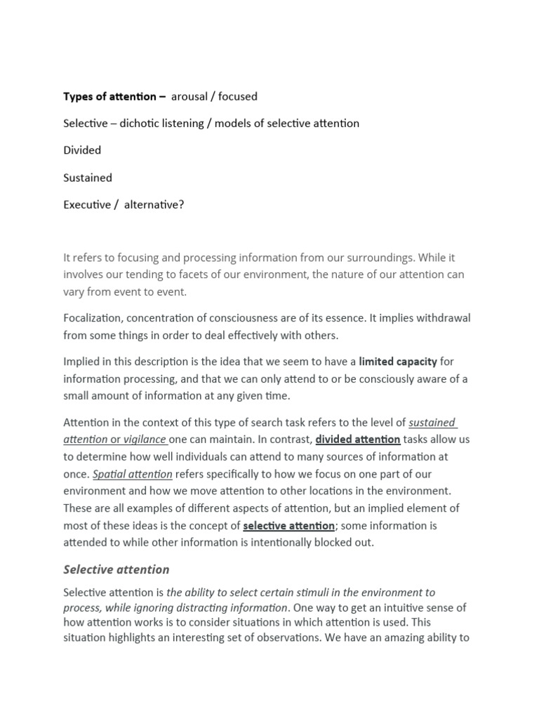 Types of Attention Material | PDF | Attention | Attention Deficit ...