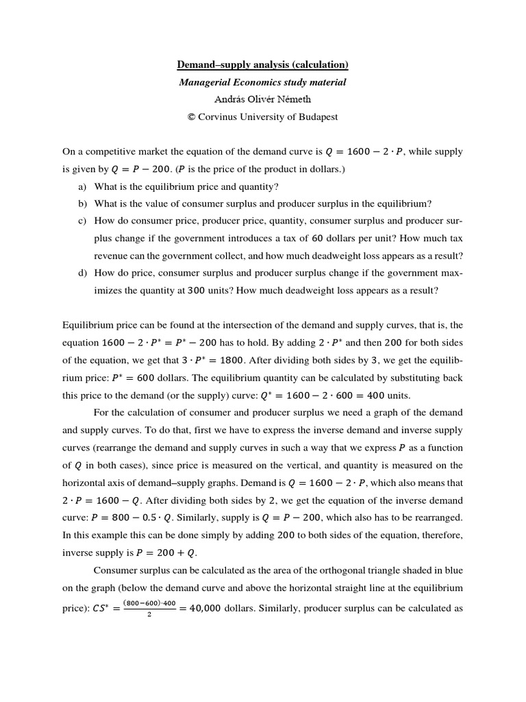 Demand-supply analysis | PDF | Economic Surplus | Demand