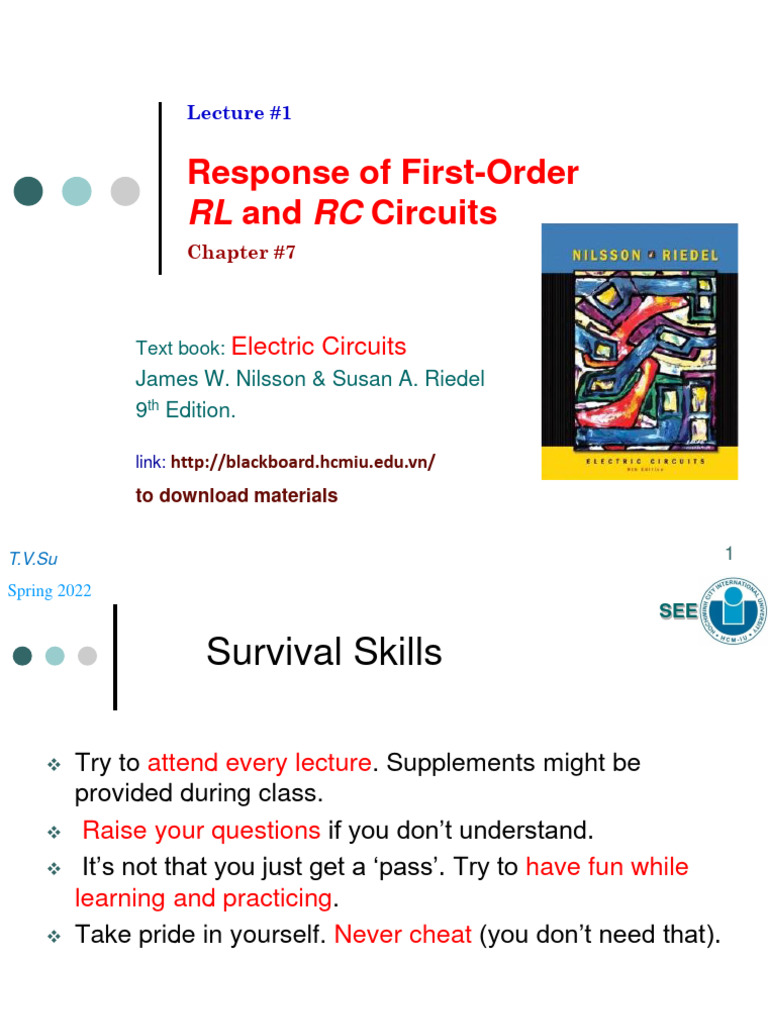 Lecture 01 - Response of First-Order RL and RC Circuits | Download Free PDF | Electrical Network ...