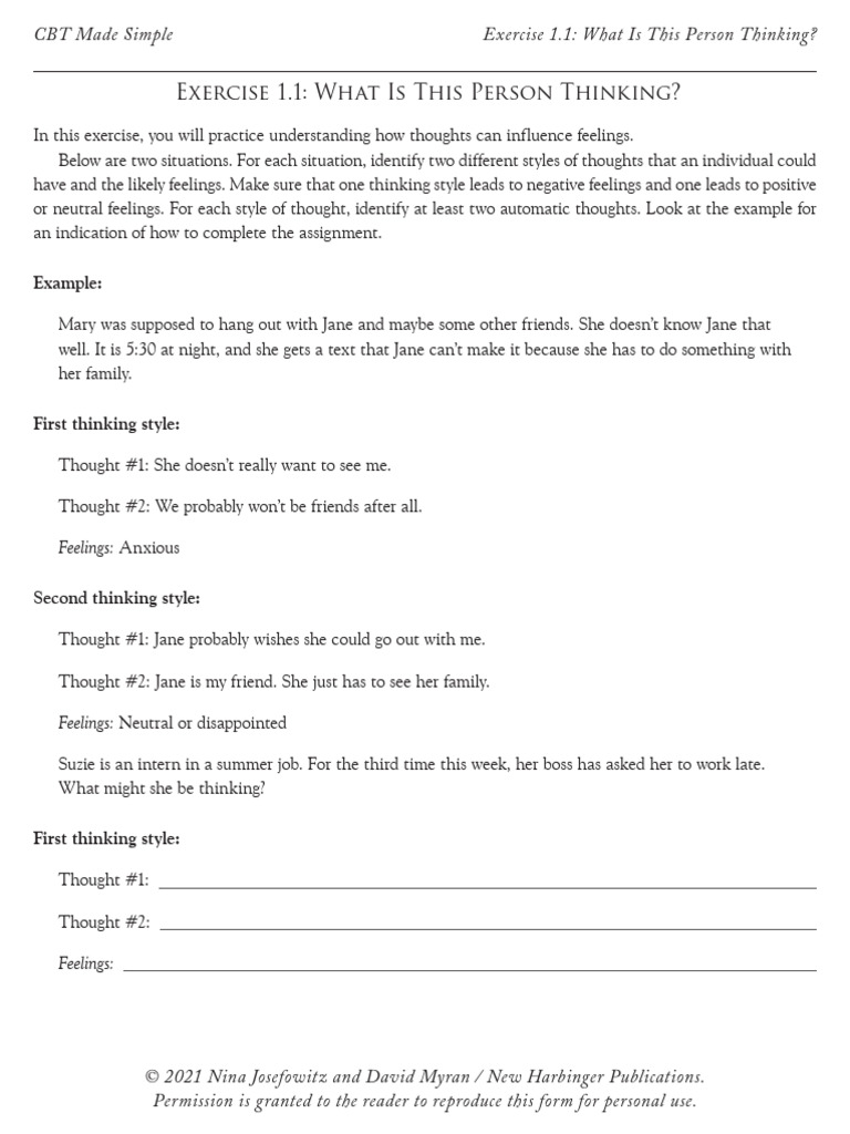 Exercises CBT | PDF | Cognitive Behavioral Therapy | Psychotherapy