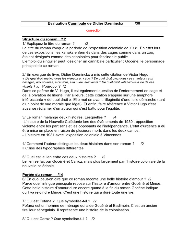 Analyse du roman Cannibale de Daeninckx | PDF | Romans