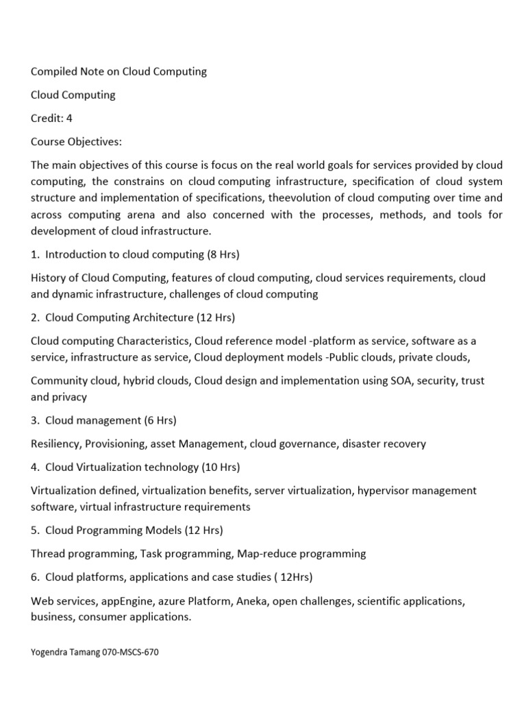 Compiled Note On Cloud Computing - 2 | PDF | Cloud Computing | Virtual ...