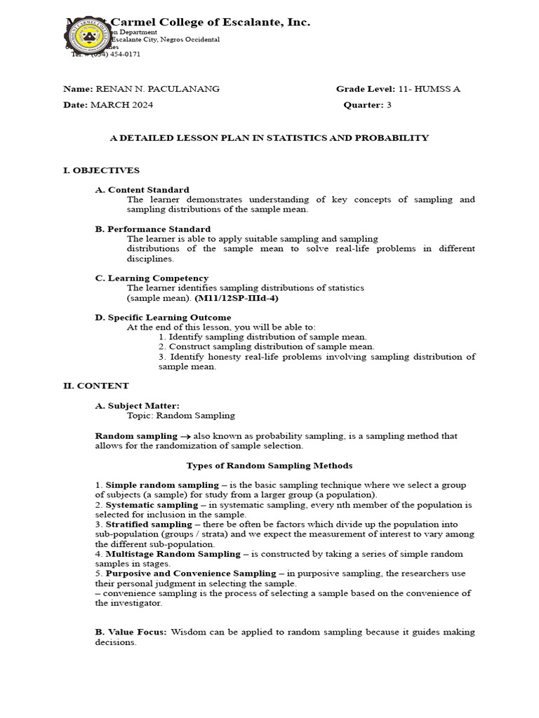 RANDOM SAMPLING DLP | PDF | Sampling (Statistics) | Randomness