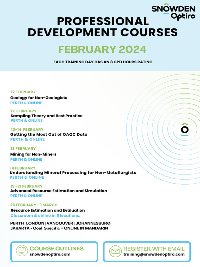 Snowden Optiro Professional Development Courses February April 2024 | PDF