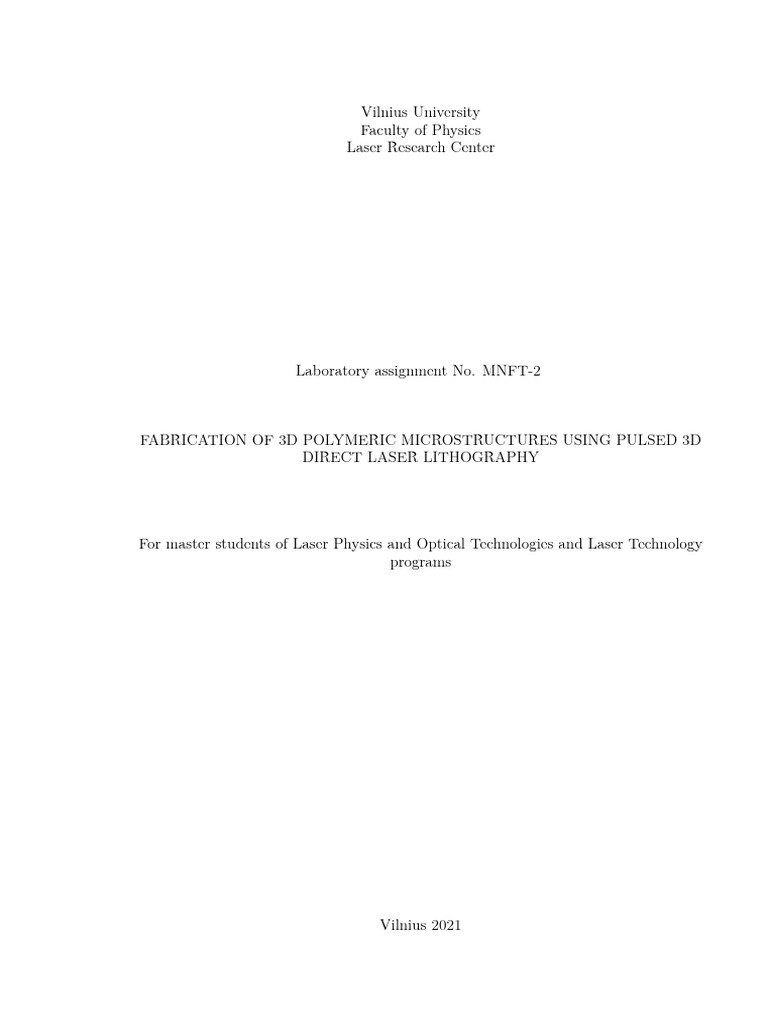 MNT 1 | PDF | Laser | Photolithography