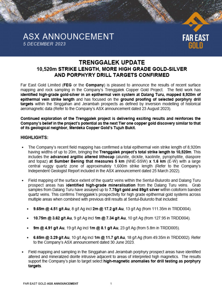 Trenggalek Gold-Silver Exploration Update | PDF | Geology | Assay