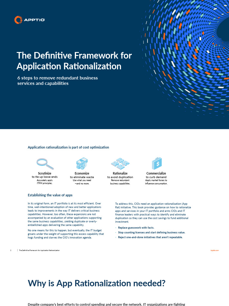 Application Rationalization Framework Pdf Application Software Risk