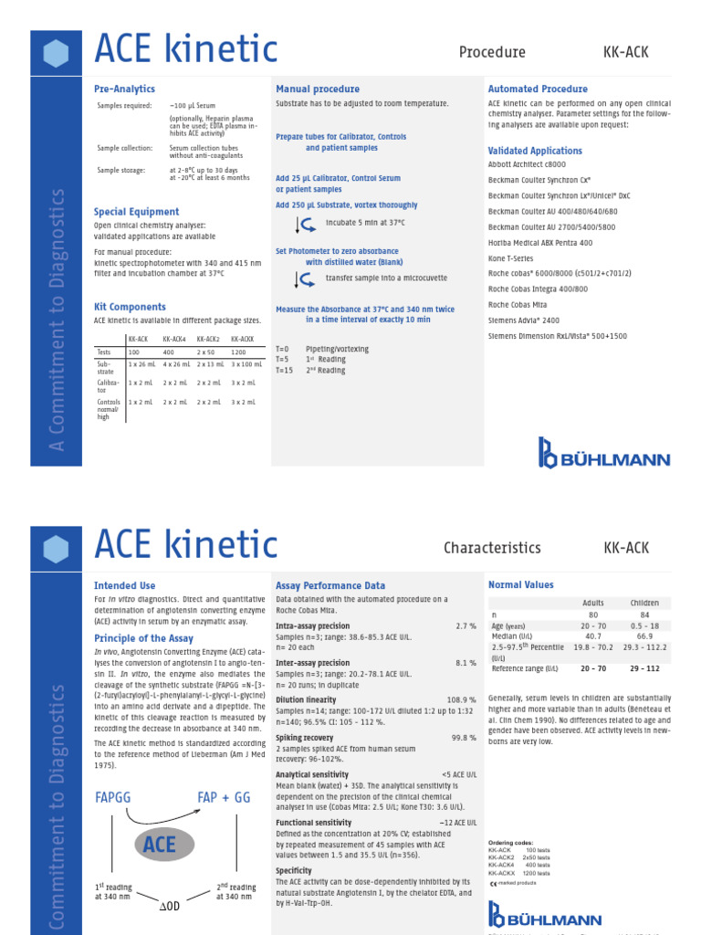 Buhlmann Laboratories - ACE Kinetic Assay Pack | PDF | Enzyme ...
