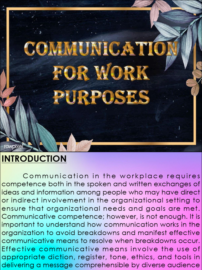 Communication For Work Purposes | PDF | Communication | Understanding