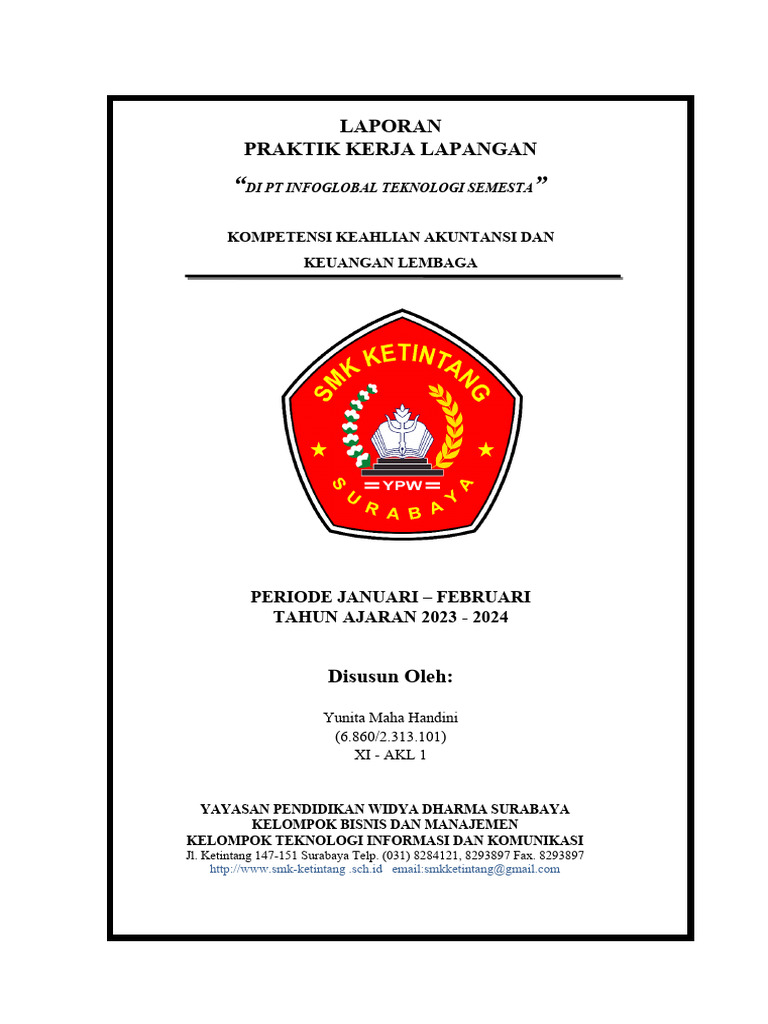 Yunita Maha Handini Laporan PKL Akl 2023 2024 Fixx | PDF
